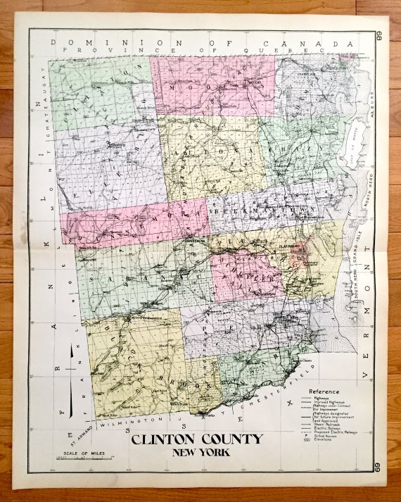 Antique Clinton County New York 1912 New Century Atlas Map - Etsy