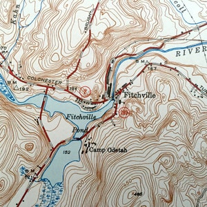 Antique Fitchville, Connecticut 1943 US Geological Survey Topographic Map – Colchester, Lebanon ...
