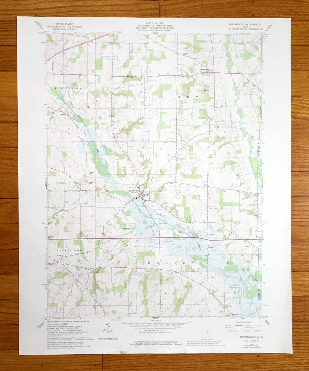 Antique Jeromesville, Ohio 1961 US Geological Survey Topographic Map ...