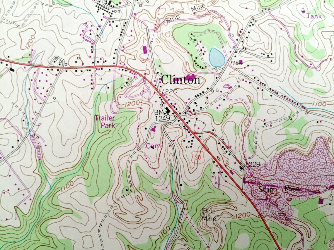 Antique Clinton, Pennsylvania 1954 US Geological Survey Topographic Map ...