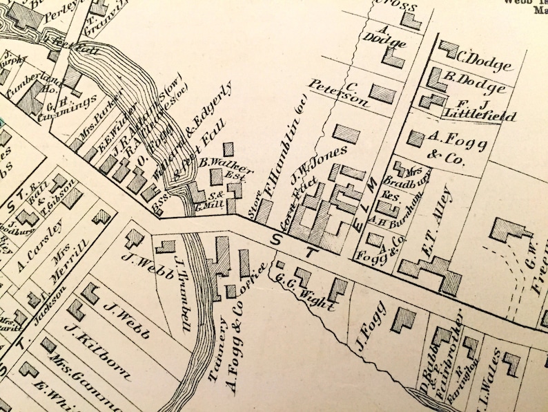 Antique 1871 Bridgton Maine Map from F.W. Beers Atlas of | Etsy