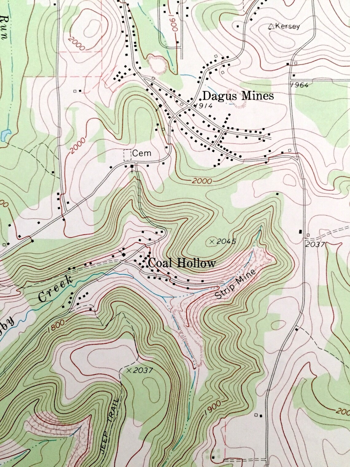 Antique Kersey, Pennsylvania 1970 US Geological Survey Topographic Map ...