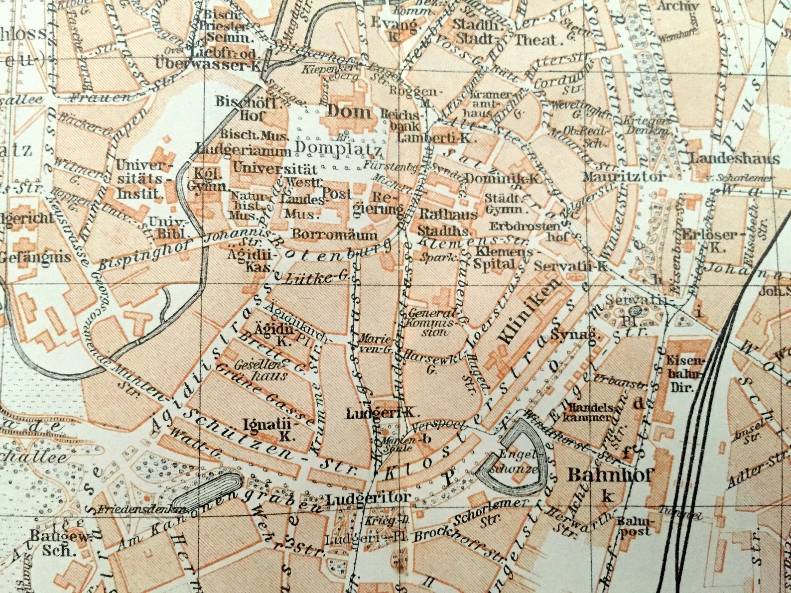 Antique 1925 Munster Germany Map From Baedekers Guide Atlas - Etsy