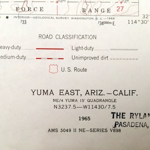 Antique Yuma, Arizona & CA 1965 US Geological Survey Topographic Map ...