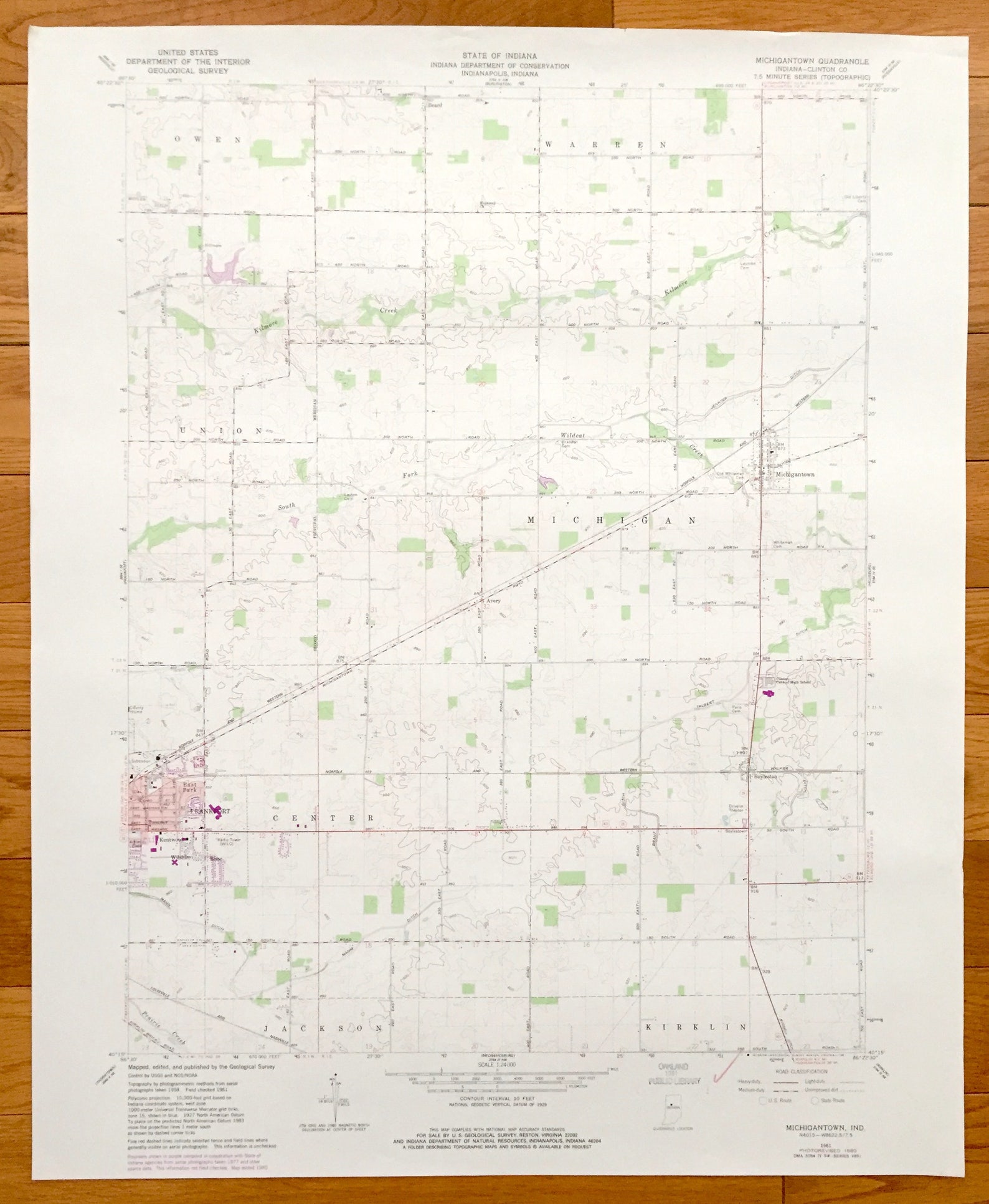 Antique Michigantown, Indiana 1959 US Geological Survey Topographic Map ...