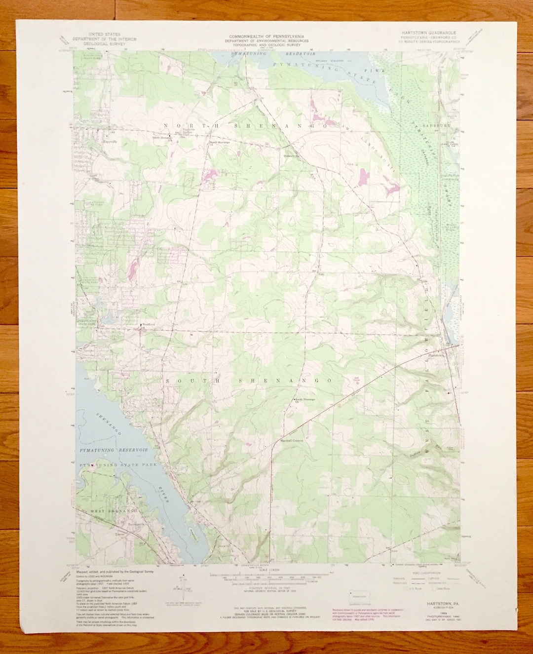 Antique Hartstown, Pennsylvania 1959 US Geological Survey Topographic ...
