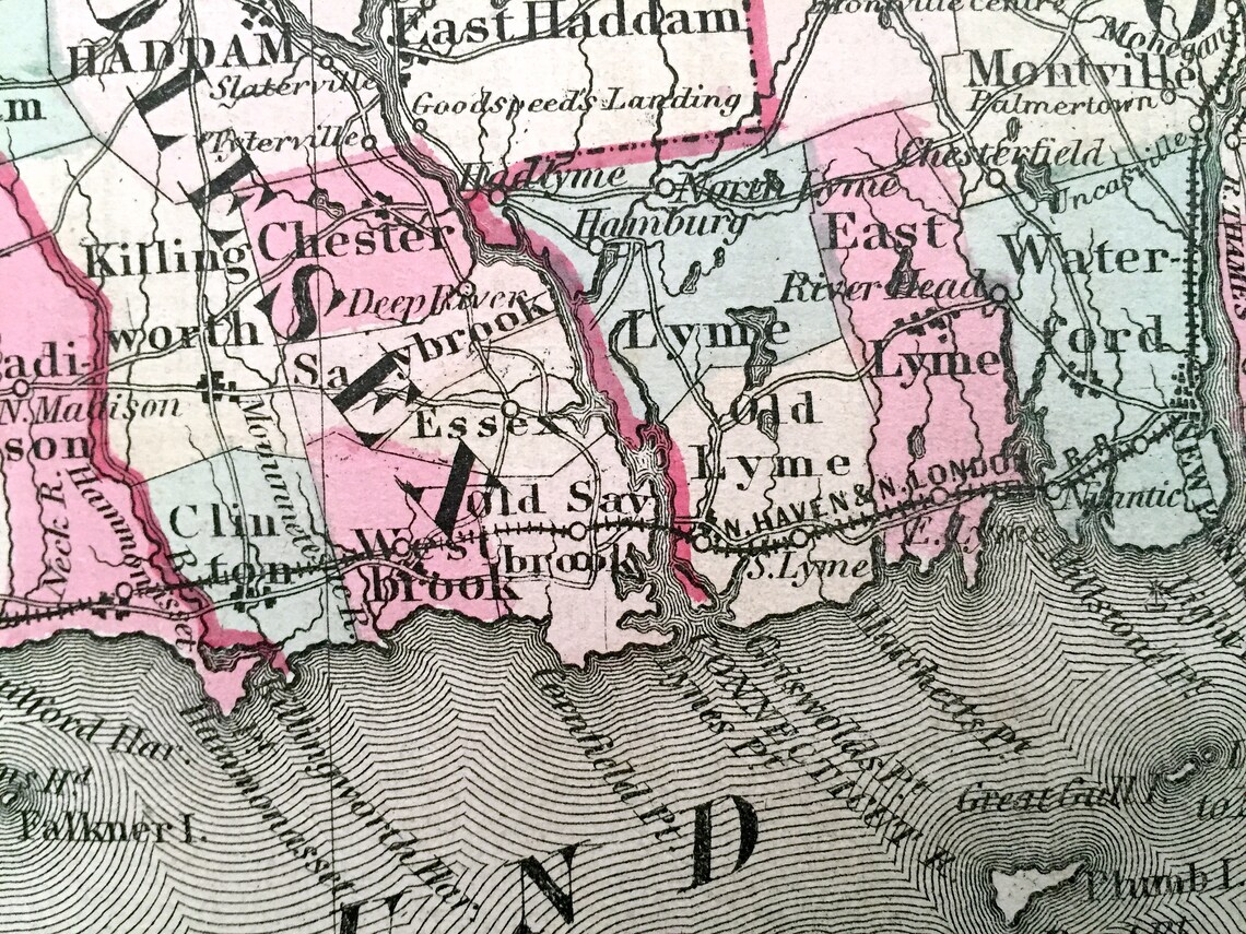 Antique 1855 New England County Map by Coltons - Etsy