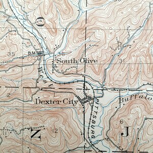 Antique Macksburg, Ohio 1905 US Geological Survey Topographic Map ...