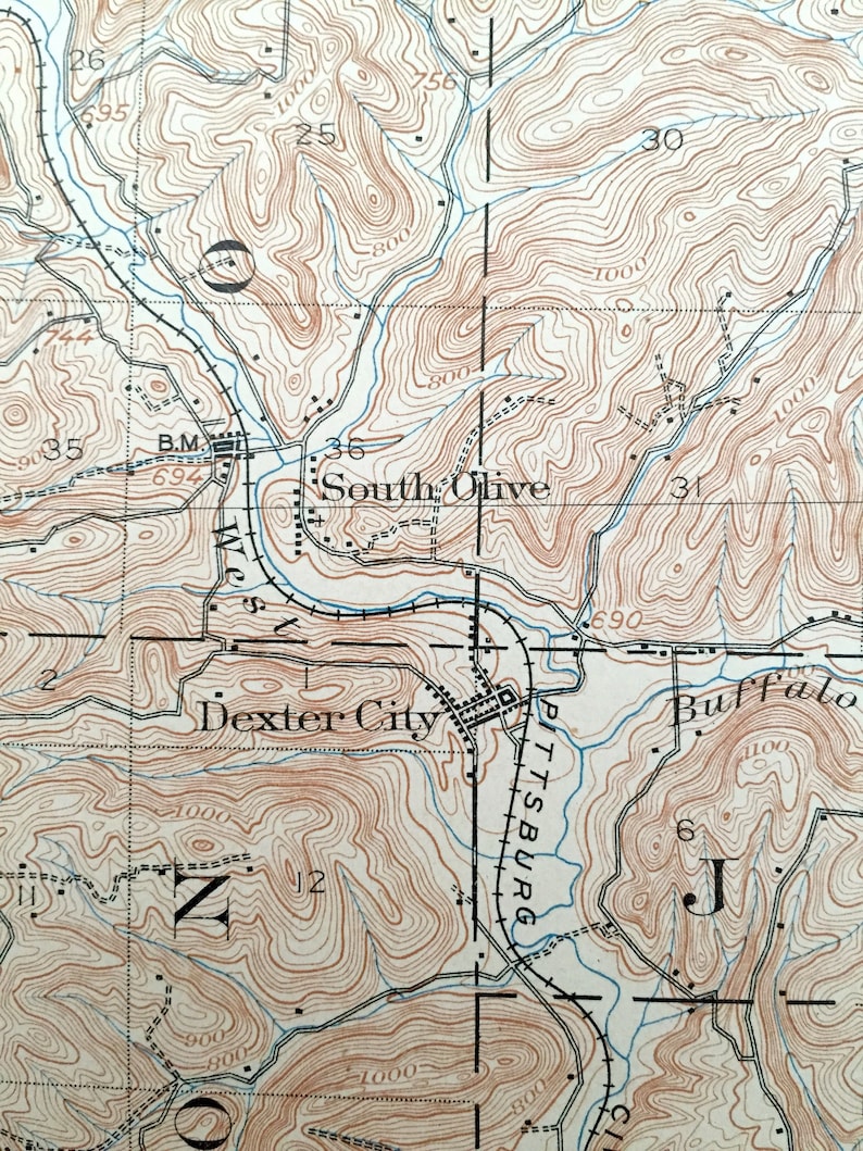 Antique Macksburg, Ohio 1905 US Geological Survey Topographic Map ...
