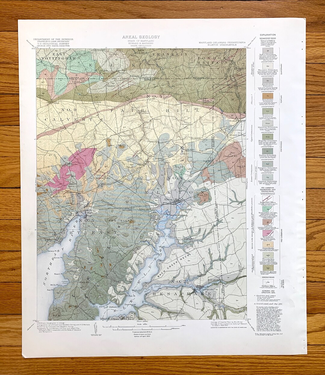 Antique Elkton, Maryland 1920 US Geological Survey Topographic Map ...