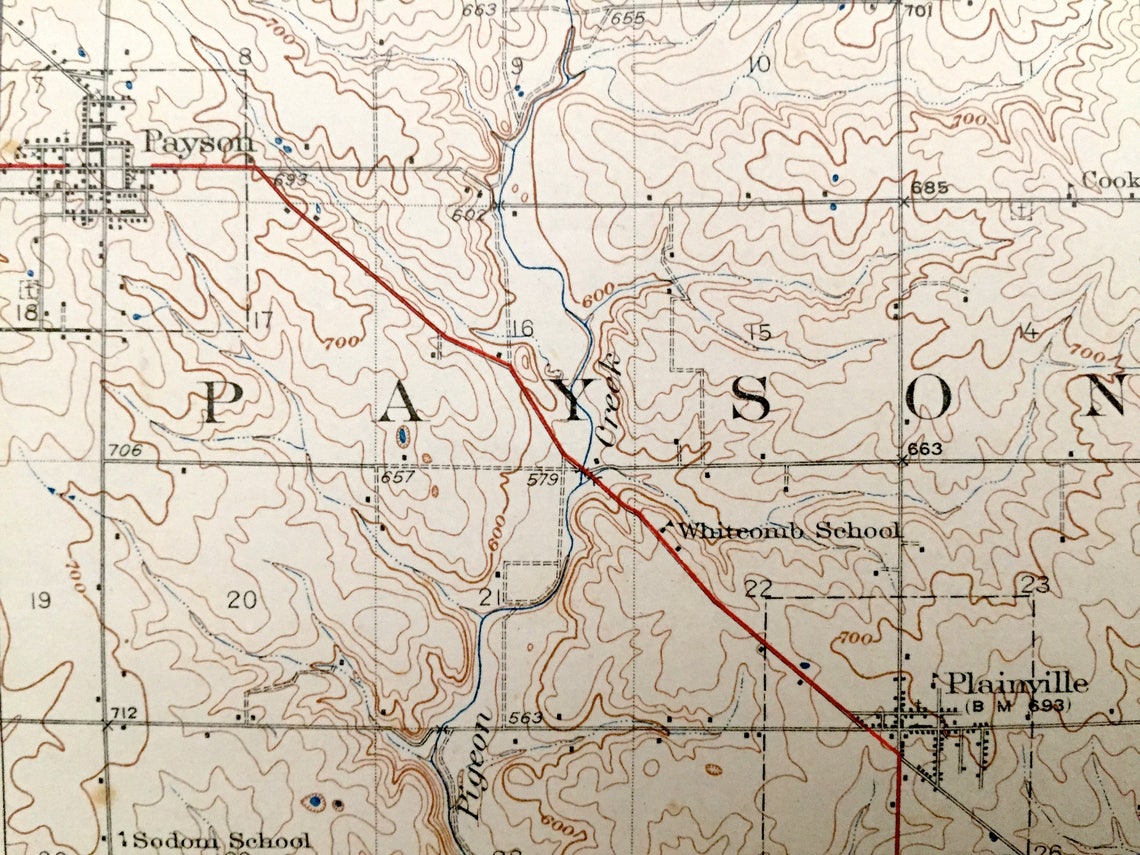 Antique Liberty, Illinois 1927 US Geological Survey Topographic Map ...