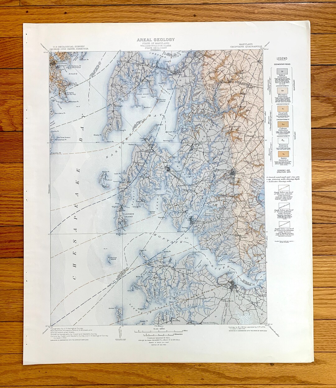 Antique Chesapeake Bay, Maryland 1902 US Geological Survey Topographic ...