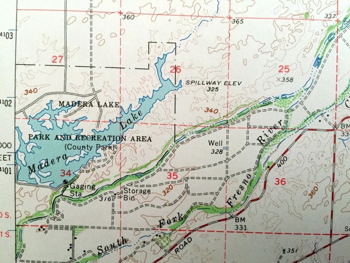 Antique Raymond, California 1962 US Geological Survey Topographic Map ...