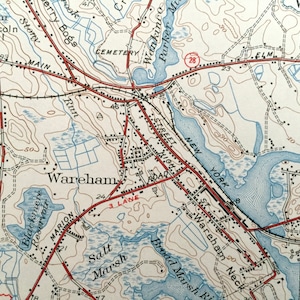Antique Wareham, Massachusetts 1939 US Geological Survey Topographic ...