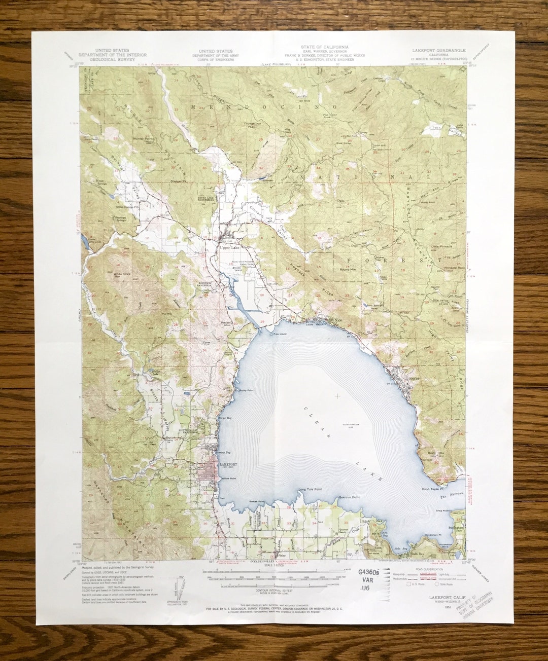 Antique Lakeport, California 1951 US Geological Survey Topographic Map ...