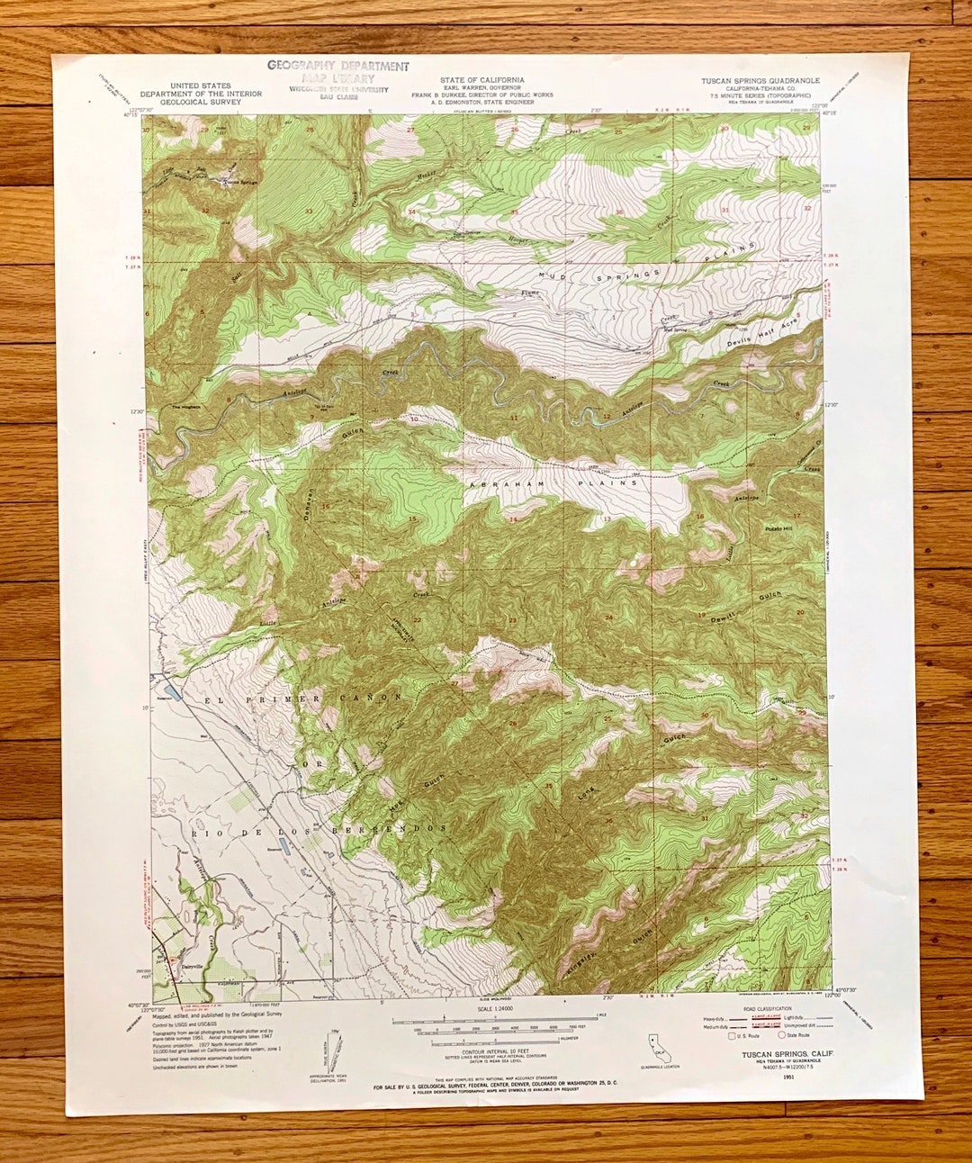 Antique Tuscan Springs, California 1951 US Geological Survey ...