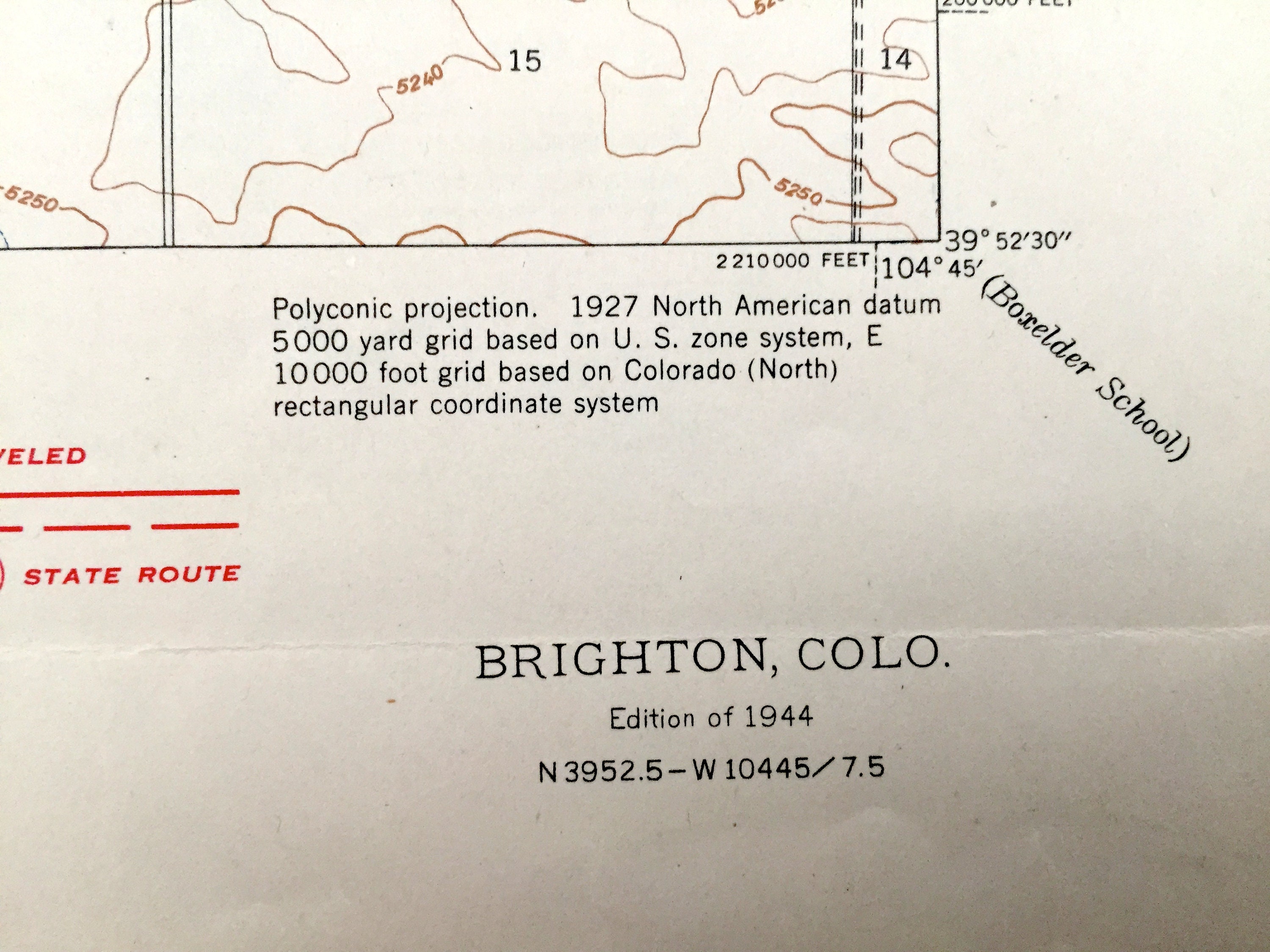 Antique Brighton, Colorado 1944 US Geological Survey Topographic Map ...