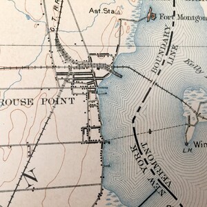 Antique Rouses Point, New York 1907 US Geological Survey Topographic ...