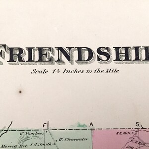 Antique 1869 Friendship, New York Map From D.G. Beers Atlas of Allegany ...