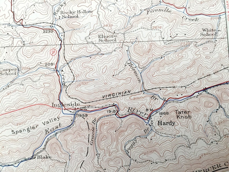 Antique Bluefield West Virginia 1924 US Geological Survey | Etsy