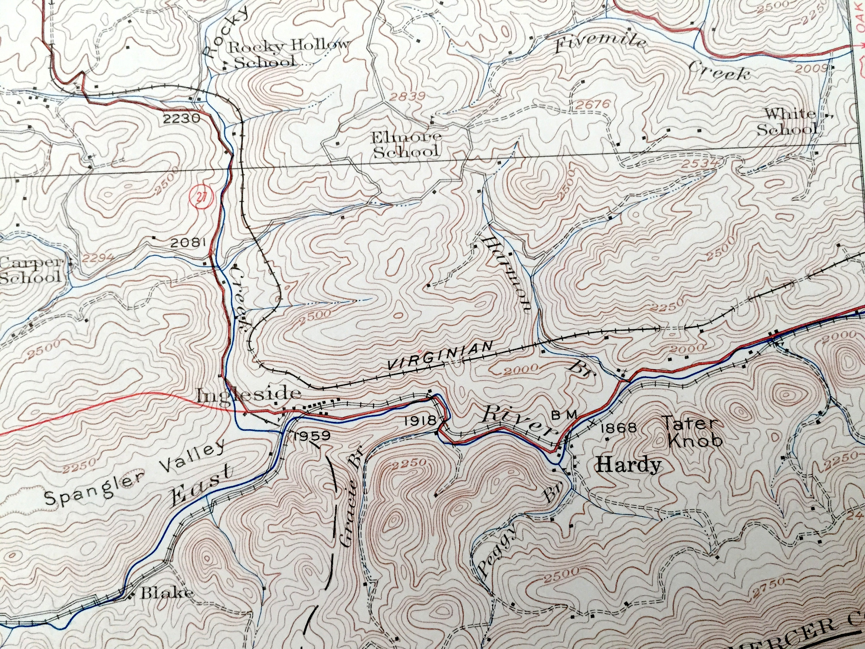 Antique Bluefield, West Virginia 1924 US Geological Survey Topographic ...