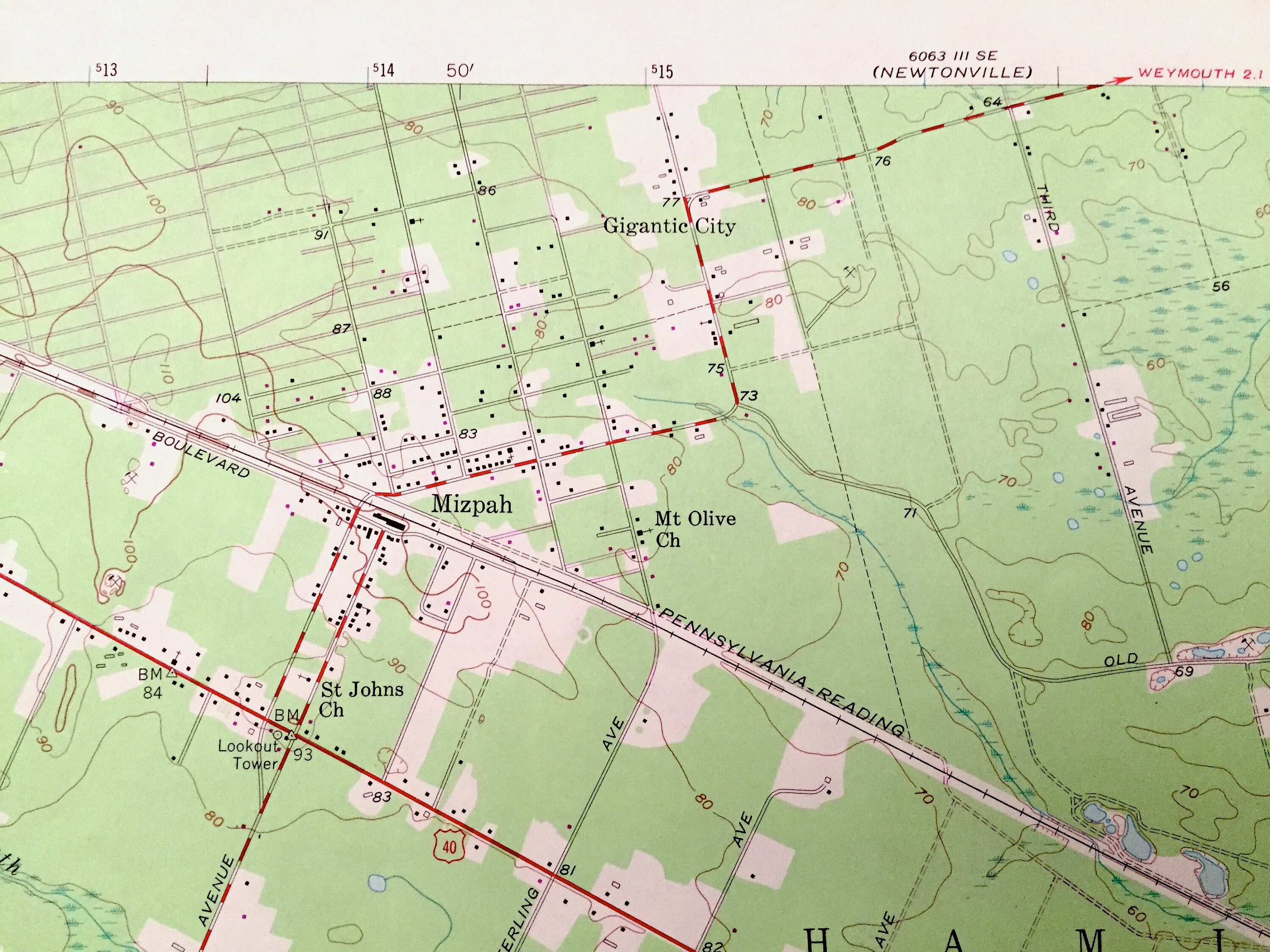 Antique Dorothy, New Jersey 1956 US Geological Survey Topographic Map ...