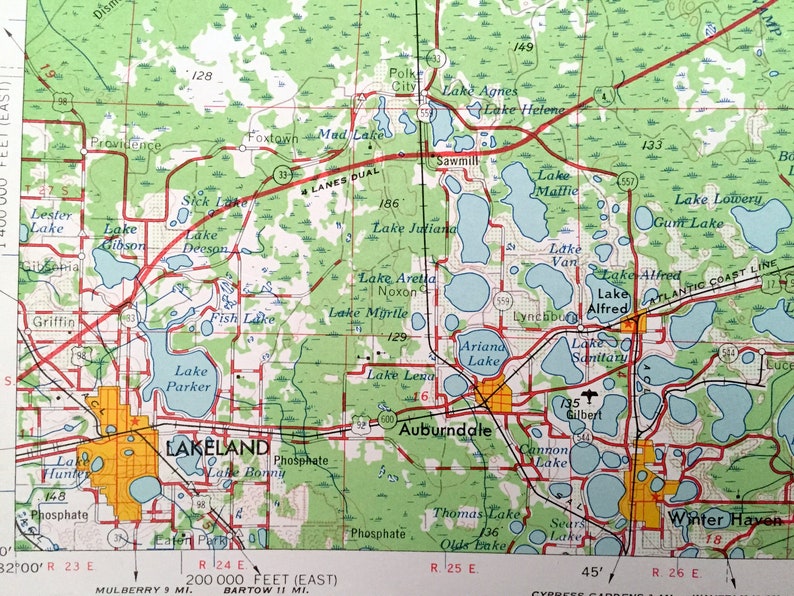 Antique Orlando Florida 1962 US Geological Survey Topographic - Etsy