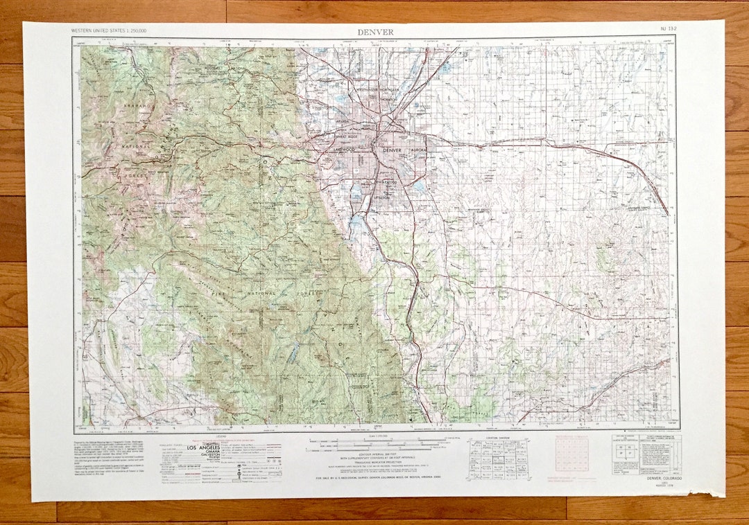 Antique Denver, Colorado 1953 US Geological Survey Topographic Map ...