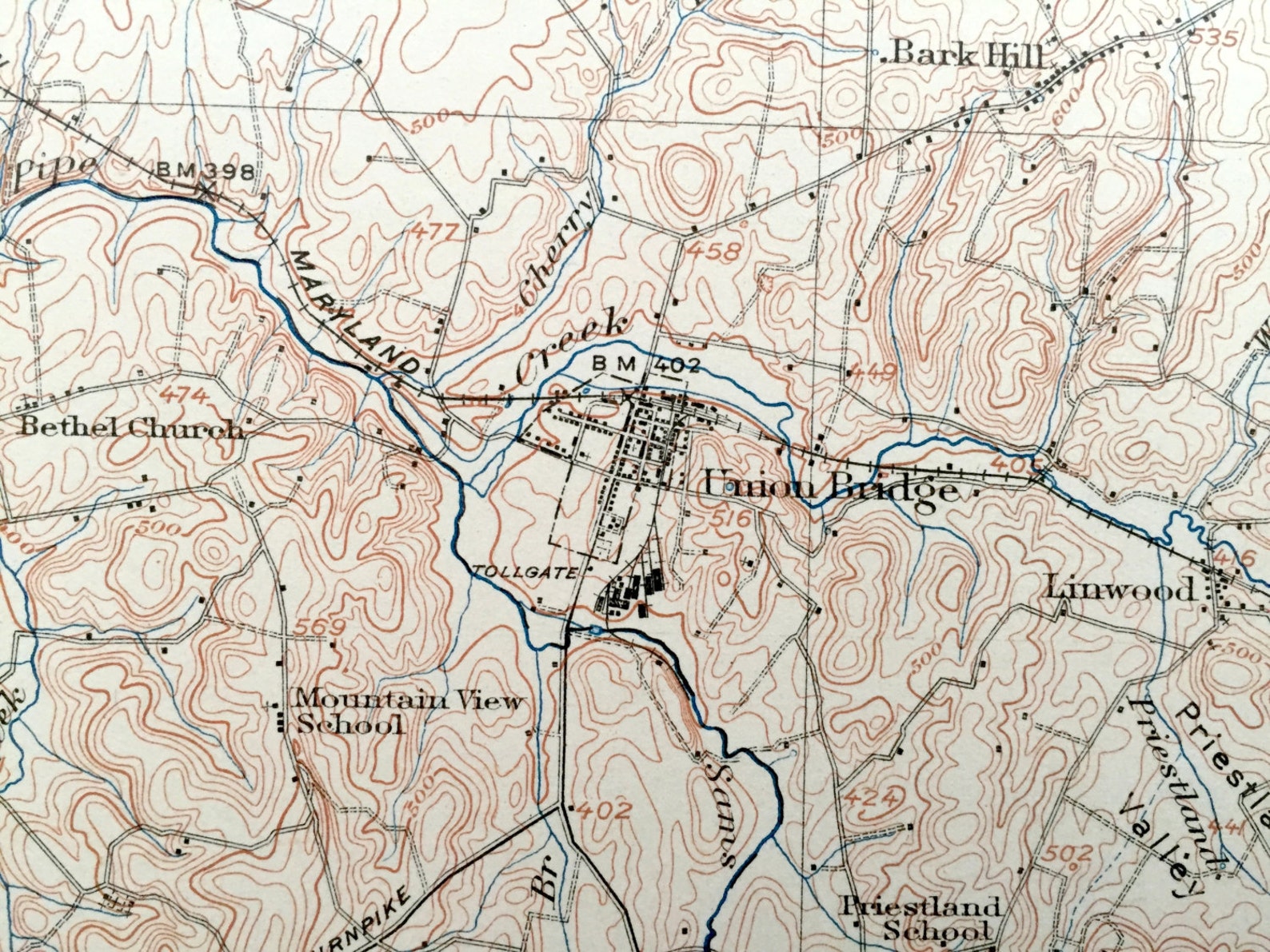Antique Taneytown, Maryland 1911 US Geological Survey Topographic Map ...