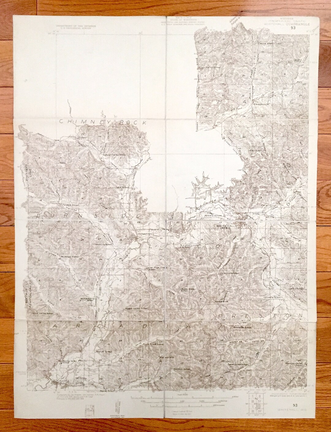 Antique Whitehall, Wisconsin 1925 US Geological Survey Topographic Map ...