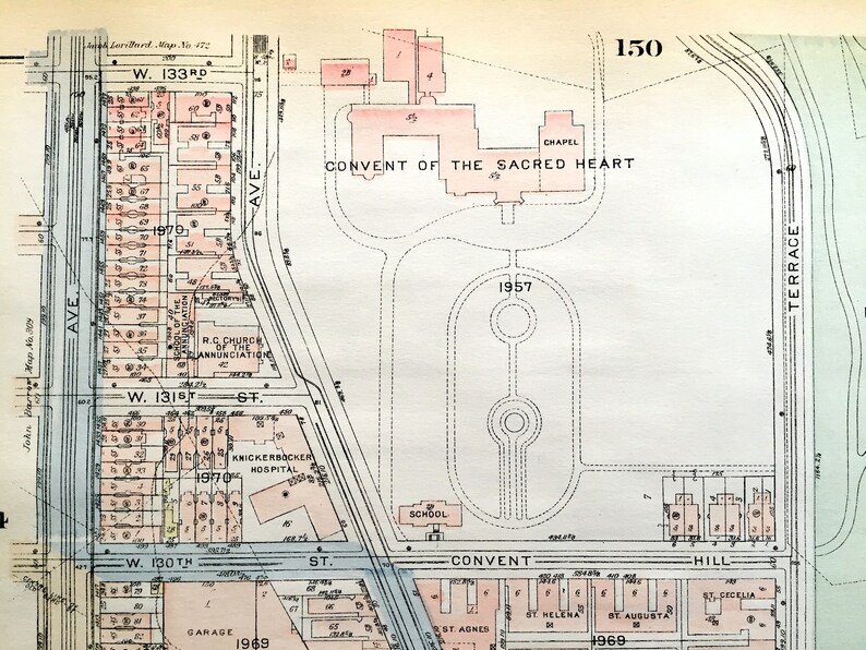 Antique Manhattan, New York City Map From Bromley's 1925 Manhattan Land ...