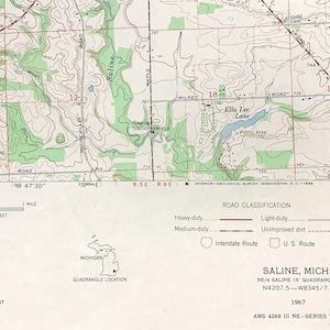 Antique Saline, Michigan 1967 US Geological Survey Topographic Map ...