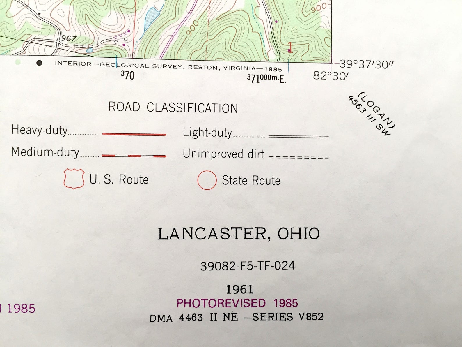 Antique Lancaster, Ohio 1961 US Geological Survey Topographic Map ...