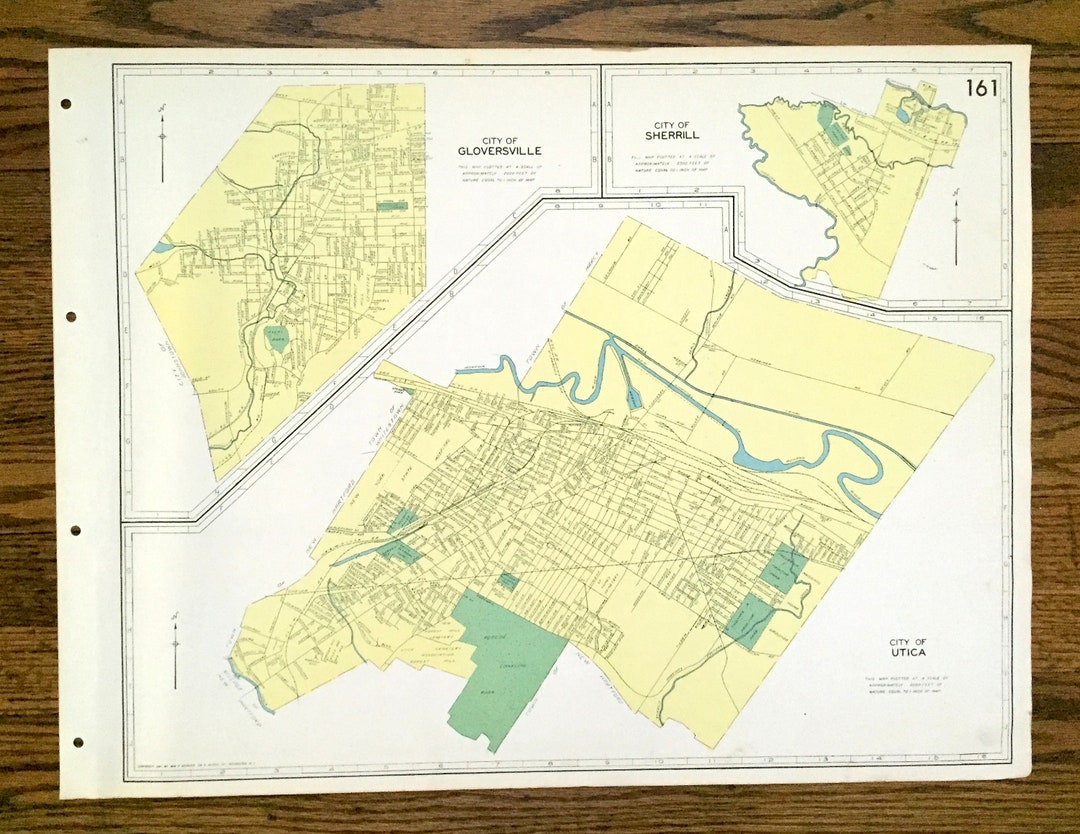 Antique Utica, Gloversville & Sherrill, New York 1941 Historical Atlas ...