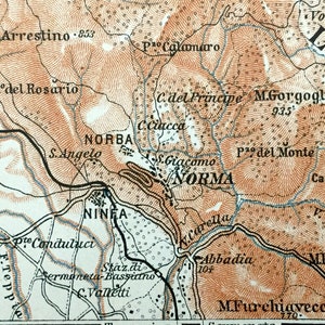 Antique 1913 Velletri, Italy Map From Baedekers Guide Atlas – Cori ...