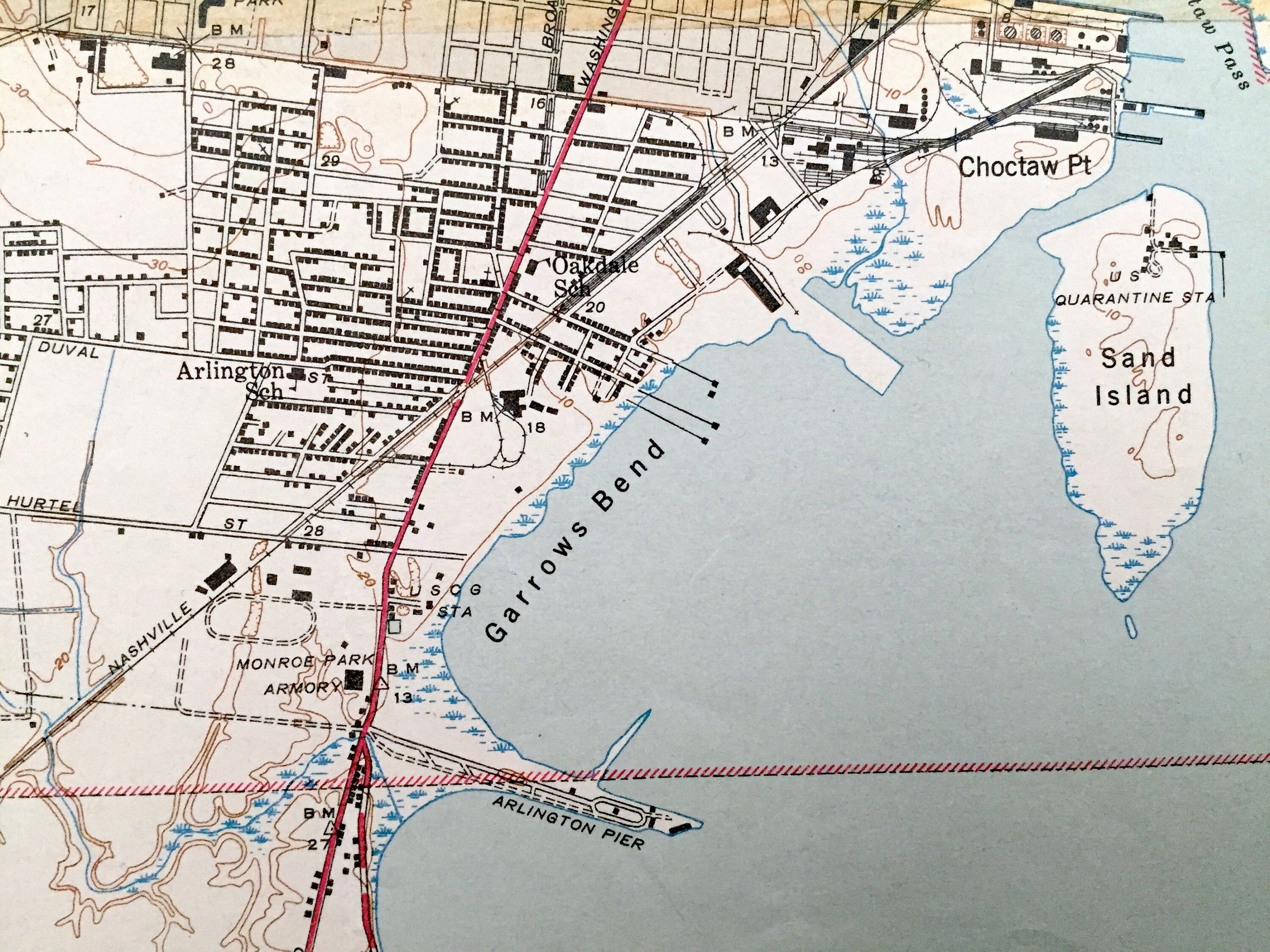 Antique Mobile, Alabama 1943 US Geological Survey Topographic Map ...