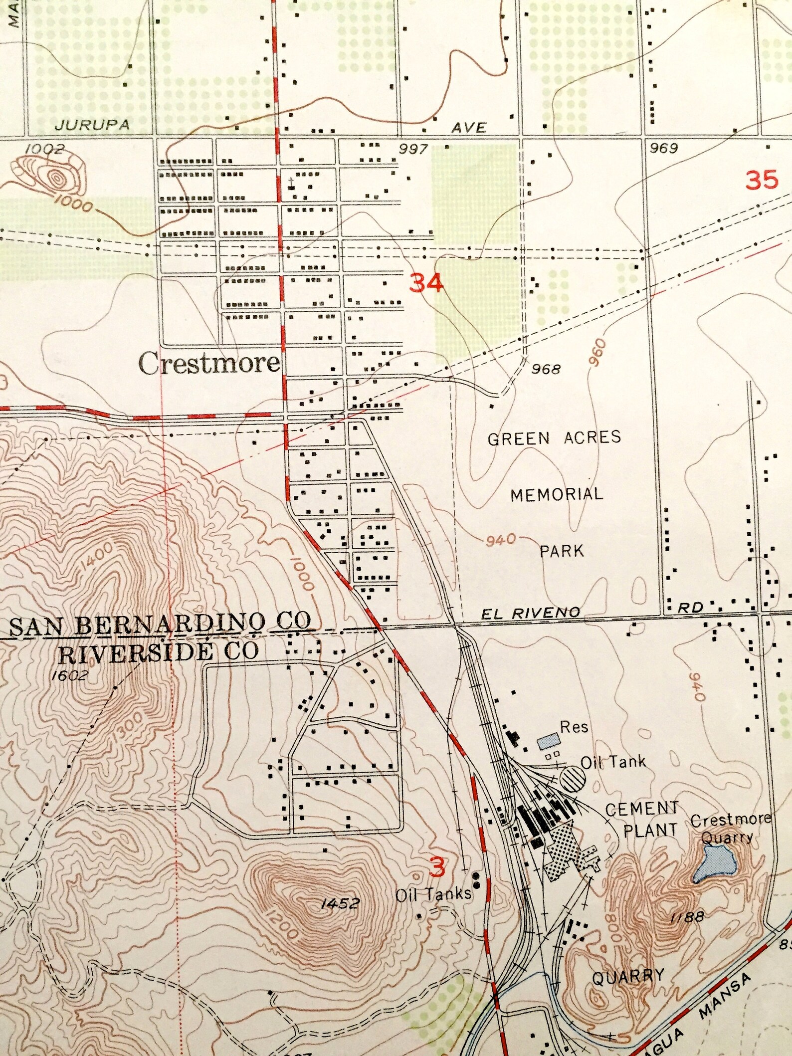 Antique Fontana, California 1953 US Geological Survey Topographic Map ...