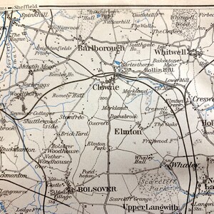 Antique 1906 East Midlands, England Map From Baedekers Atlas of Great ...