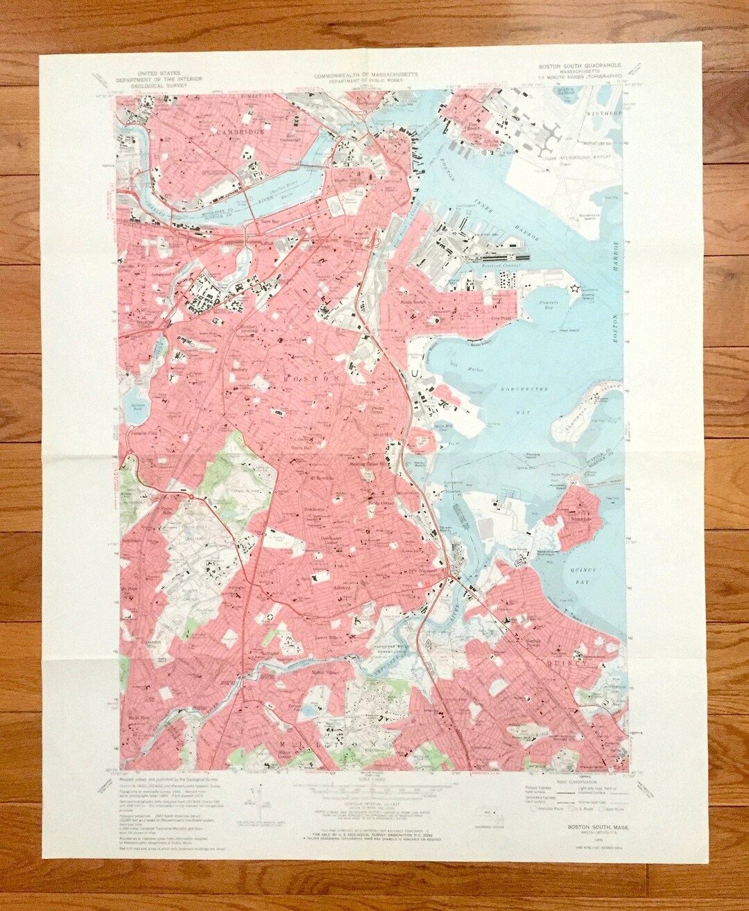 Antique Boston, Massachusetts 1970 US Geological Survey Topographic Map ...