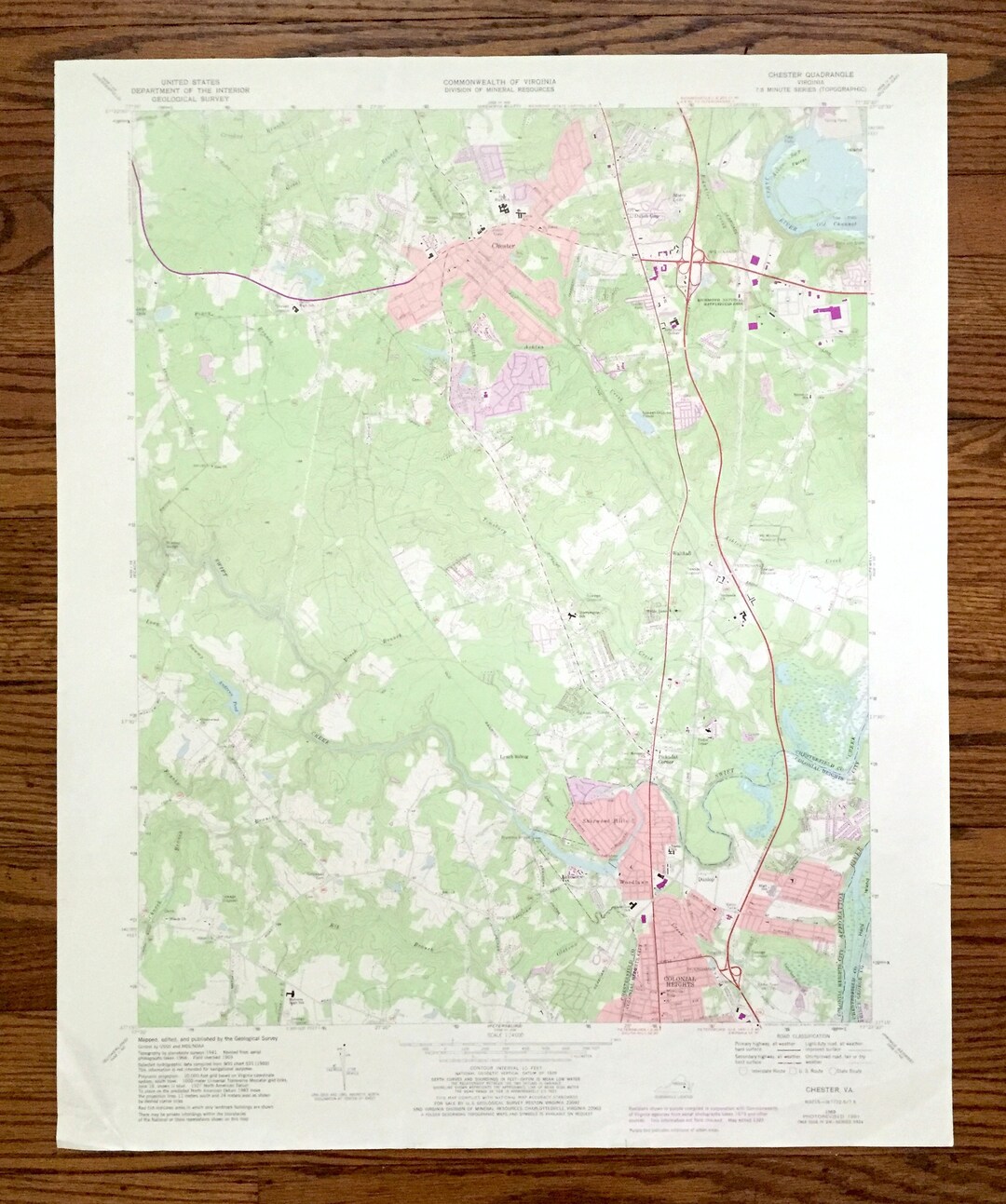 Antique Chester, Virginia 1969 US Geological Survey Topographic Map ...