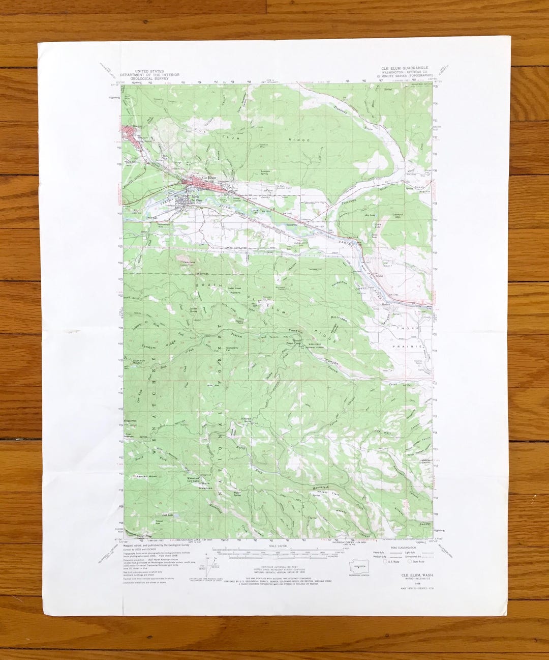 Antique Cle Elum, Washington 1958 US Geological Survey Topographic Map ...