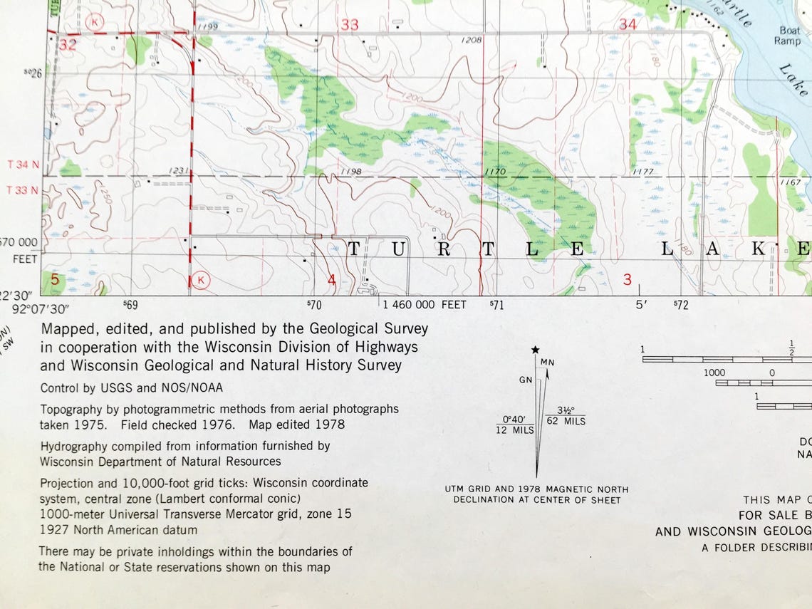 Antique Almena, Wisconsin 1978 US Geological Survey Topographic Map ...