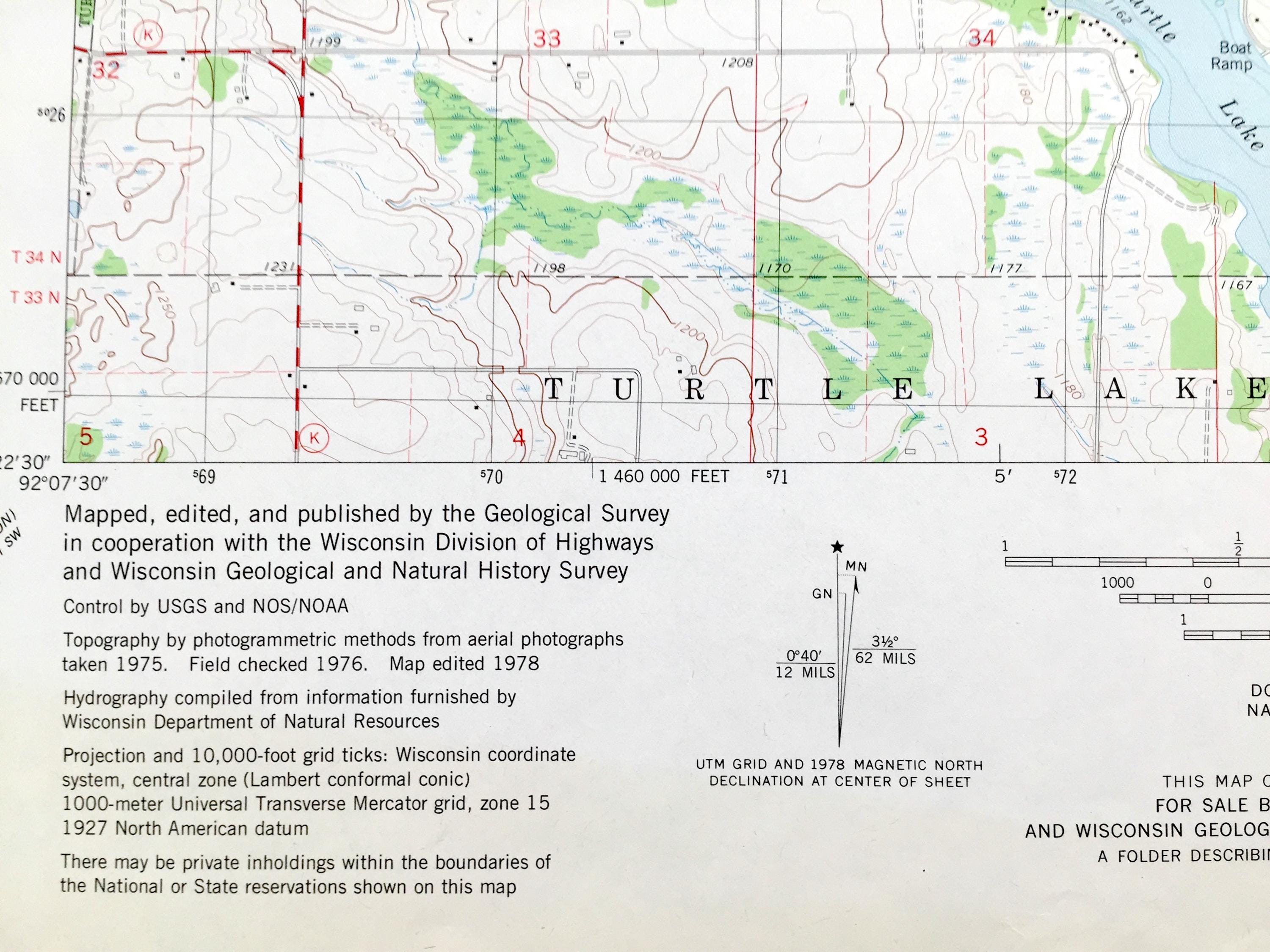 Antique Almena, Wisconsin 1978 US Geological Survey Topographic Map ...