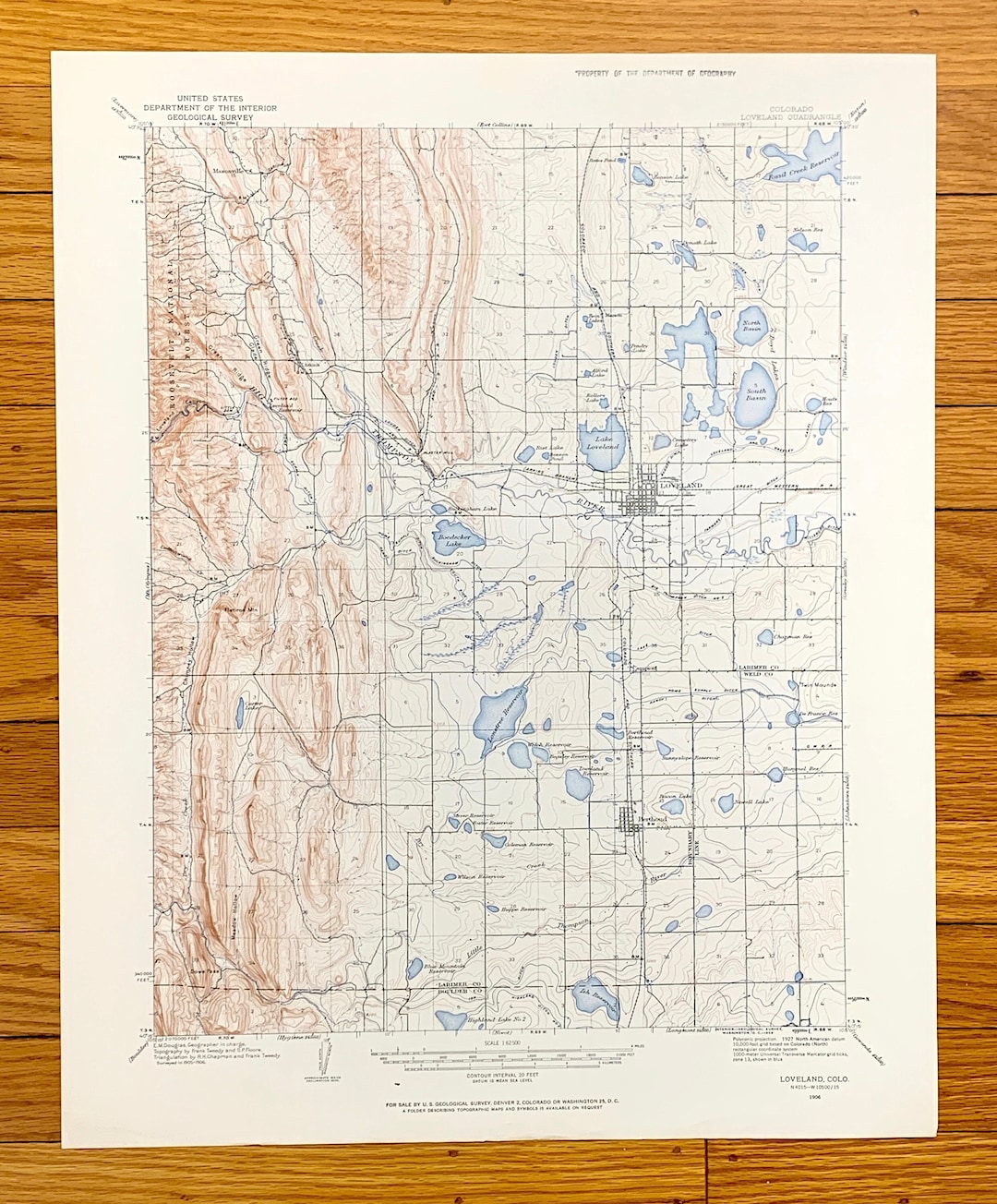 Antique Loveland, Colorado 1906 US Geological Survey Topographic Map ...