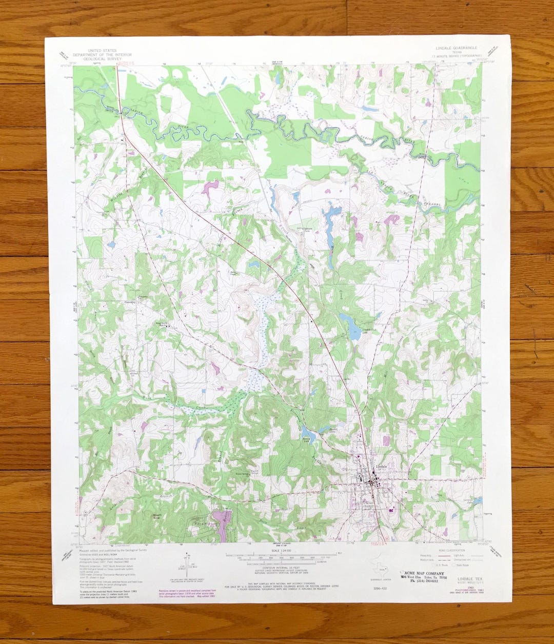 Antique Lindale, Texas 1960 US Geological Survey Topographic Map ...