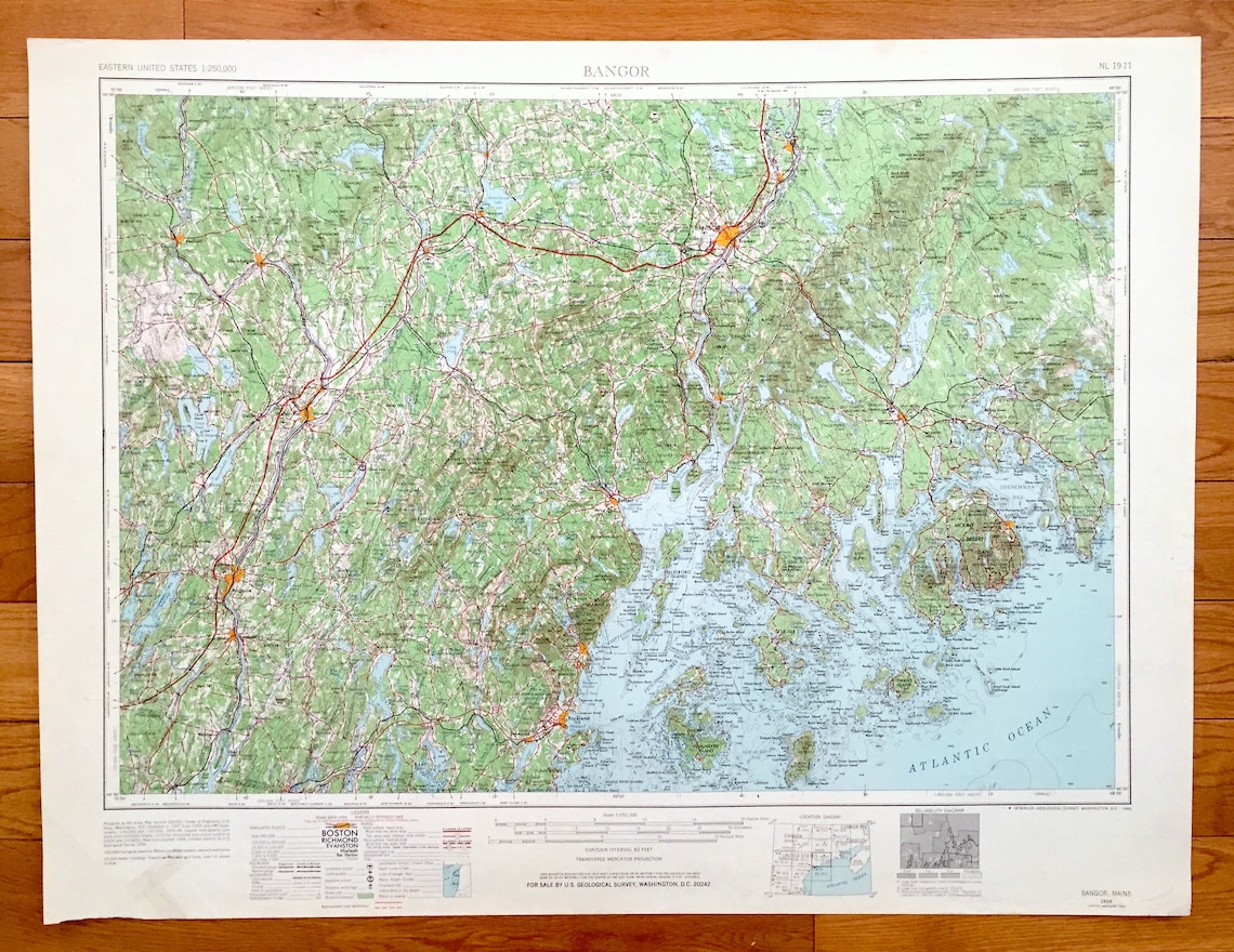 Antique 1956 Maine US Geological Survey Topographic Map - Etsy
