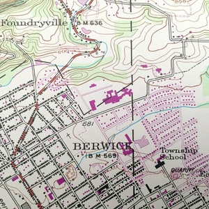 Antique Berwick, Pennsylvania 1955 US Geological Survey Topographic Map ...