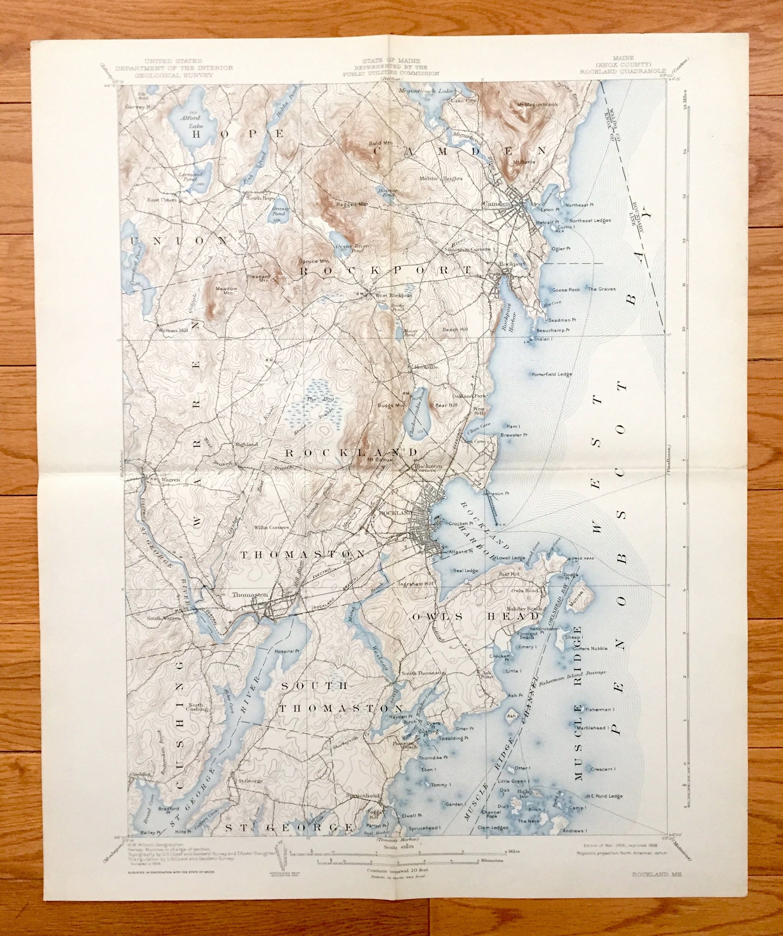 Antique Rockland Maine 1906 US Geological Survey Topographic | Etsy