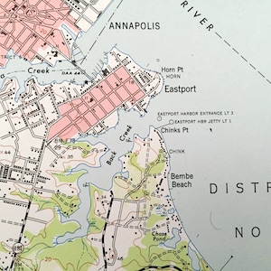 Antique Annapolis, Maryland 1953 US Geological Survey Topographic Map ...