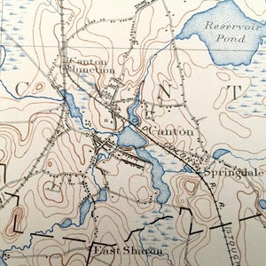 Antique Dedham, Massachusetts 1894 US Geological Survey Topographic Map ...